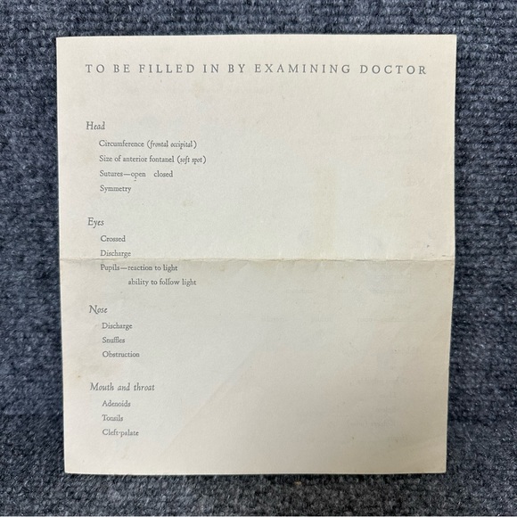 Vintage | Other | Vintage 94s Blank Baby Book Insert Medical Checkup ...